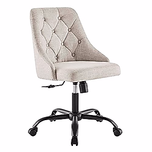 Modway Distinct Tufted Swivel Upholstered Office Chair, Black Beige 23 x 20.5 x 32