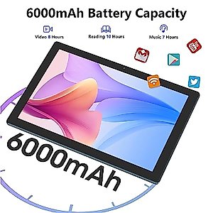 2023 Newest 2 in 1 Tablet with Keyboard, 6GB+128GB/1TB Expandable, 10 inch Tablet Android 11 Tablets Include Mouse Stylus Tempered Film, 5G WiFi 6, 8MP Dual Camera, 1280*800 10" FHD, 6000mAH Tablet PC