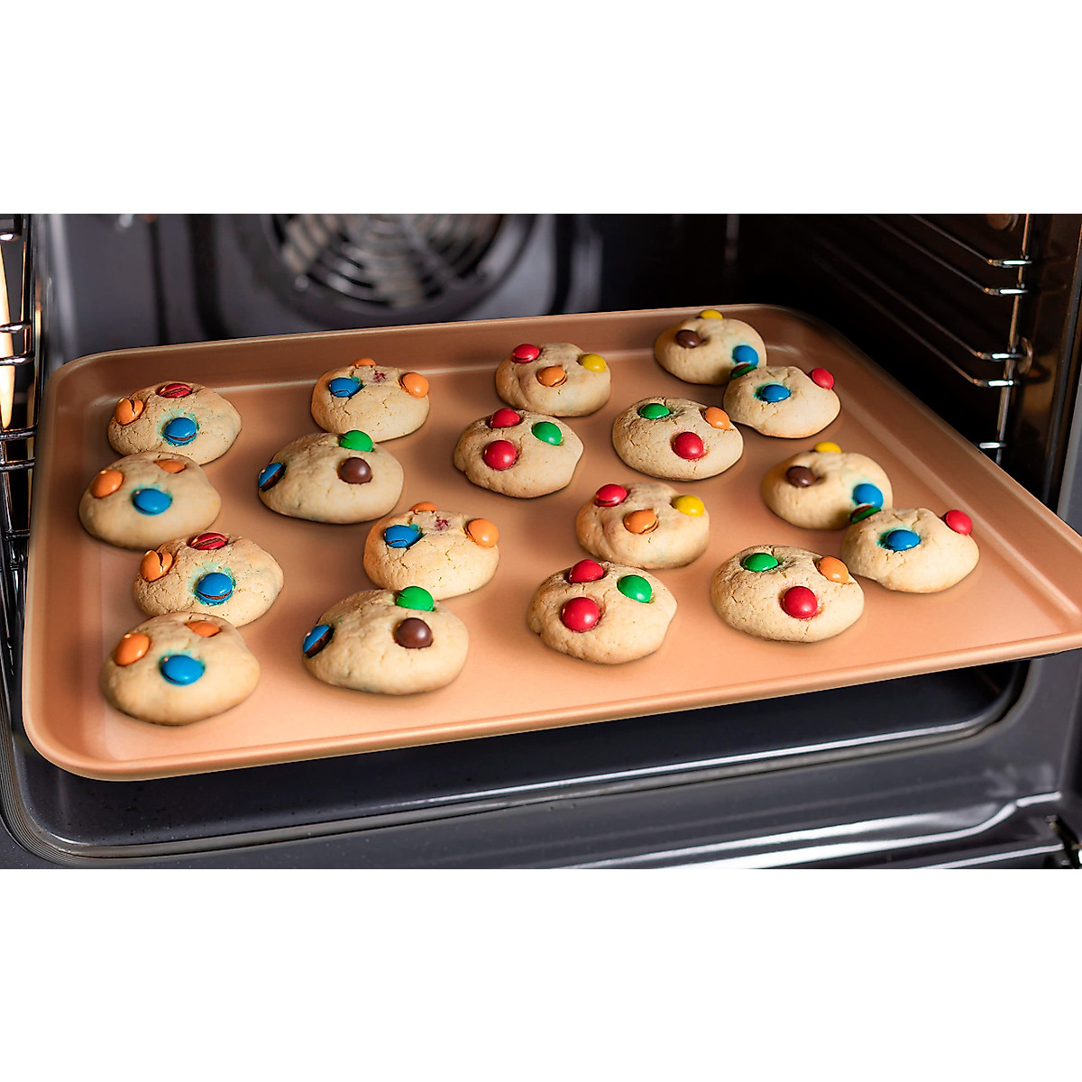 Eternal Living 16” Baking Sheet Pan Set of 2 Cookie Sheet and Toaster Oven Tray Heavy Duty, Copper (2)