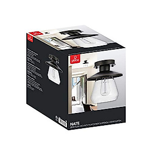 Globe Electric 64846 1-Light Semi-Flush Mount Ceiling Light, Oil Rubbed Bronze, Clear Glass Shade, Ceiling Light Fixture, Light Fixtures Ceiling Mount, Bedroom Lights for Ceiling, Dining Light Fixture