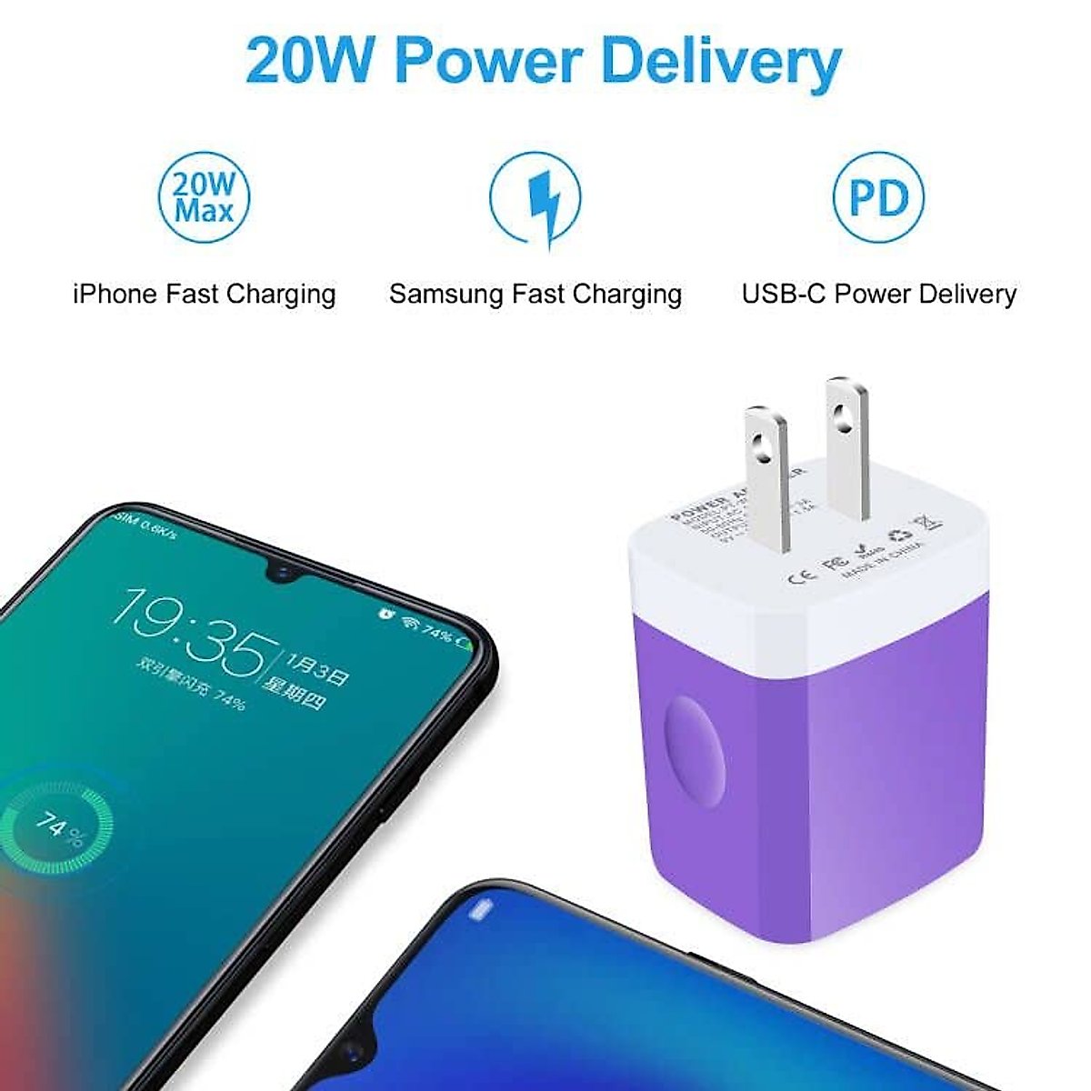 USB C Pixel 8 Pro Charger Block Fast Wall Charger Box for Google Pixel 8 Pro 7a 6 5 4 XL 4a,20W Type C Charger Plug PD Power Adapter for Samsung Galaxy S23 FE/A14/A54/A13/A23/Z Fold 4,iPhone 15 14 13