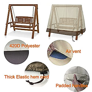 Patio Swing Chair Cover A-Frame 72x67x55 inches UV Resistant Outdoor Swing Cover Waterproof Dust Proof Weather Protector Patio Furniture Coves for Garden Furniture (Beige & Coffee)