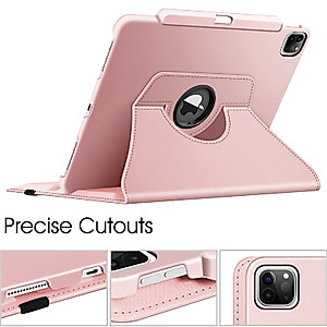 Fintie Rotating Case for iPad Pro 12.9-inch 6th Generation 2022-360 Degree Swiveling Protective Cover with Pencil Holder, Auto Sleep/Wake, Also Fit iPad Pro 12.9" 5th/4th/3rd Gen, Rose Gold