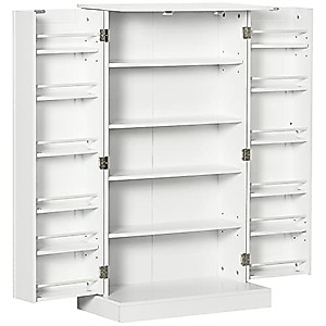 HOMCOM 41" Farmhouse Kitchen Pantry, Freestanding 2 Door Storage Cabinet with Adjustable Shelves for Living Room and Dinning Room,White