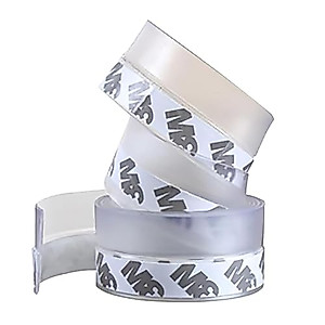 49.2FT Weather Stripping Door Seal, Silicone Door Seal Strip Door Window Seal, Silicone Sealing Tape for Door Draft Stopper Adhesive Glass Shower Door Bottom Seal Strip, Transparent (45 mm, 49.2ft)