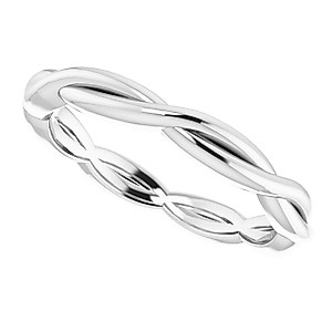 14k White Gold Woven Bridal Wedding Band Ring Fine Jewelry for Women Gifts for Her, Size 4.5