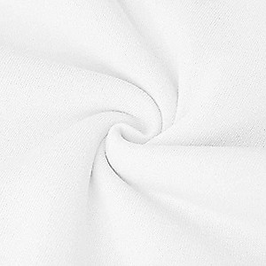 women solid basic hoodies casual loose fashion long sleeve crewneck blouse lady comfy warm pocket drawstring sweatshirt White