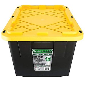 Durabilt 27 Gal. Plastic Storage Tote, Black/Yellow (Set of 4)