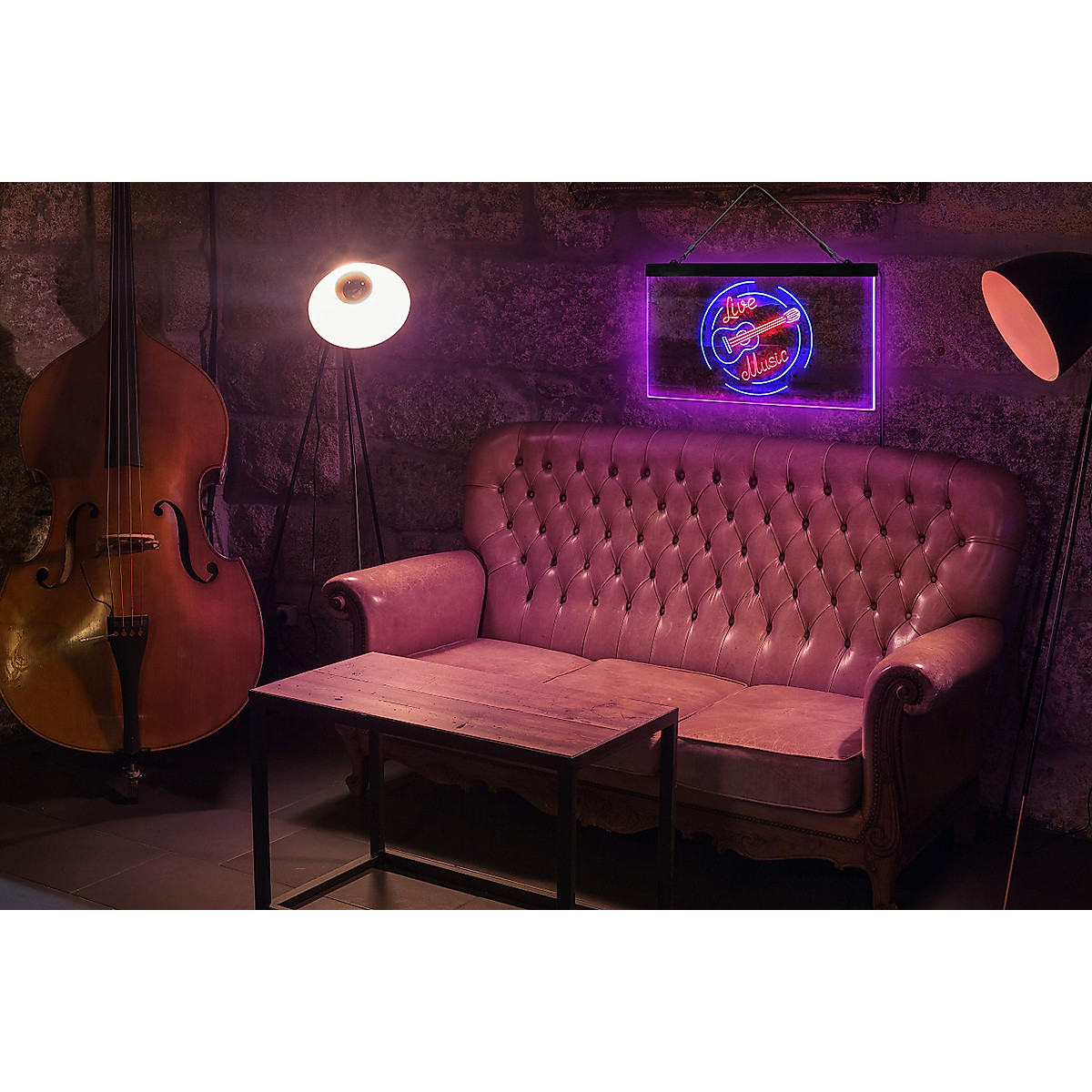 ADVPRO Live Music Guitar Band Room Studio Dual Color LED Neon Sign Red & Blue 16" x 12" st6s43-i2546-rb