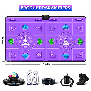 FWFX Dance Mat for Kids and Adults, Exercise & Fitness Dance Pad Game for TV, Double User Wireless Dancing Mat, Musical Electronic Dance Mats with HD Camera, for Girls & Boys Ages 6+