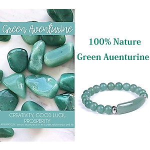 8MM Healing Stone Bracelets,Natural Gemstone Charm Stretch Bracelet,Beads Chakra Crystal Energy Heart Charm Bracelet,Handmade Jewelry for Women(Jade)