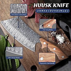 Huusk Cool Cooking Knives Bundle Viking Knives Hand Forged Boning Knife Full Tang Japanese Chef Knife with Sheath