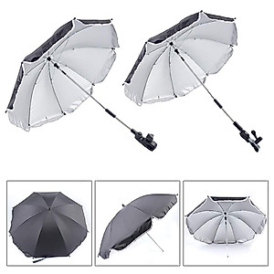PXRJE Baby Stroller Umbrella,Baby Stroller Parasol, with Umbrella Clip Fixing Device,Detachable Baby Stroller Umbrella Sun Shade, Adjustable and Flexible arm,360 Degree UV Protection(Black)