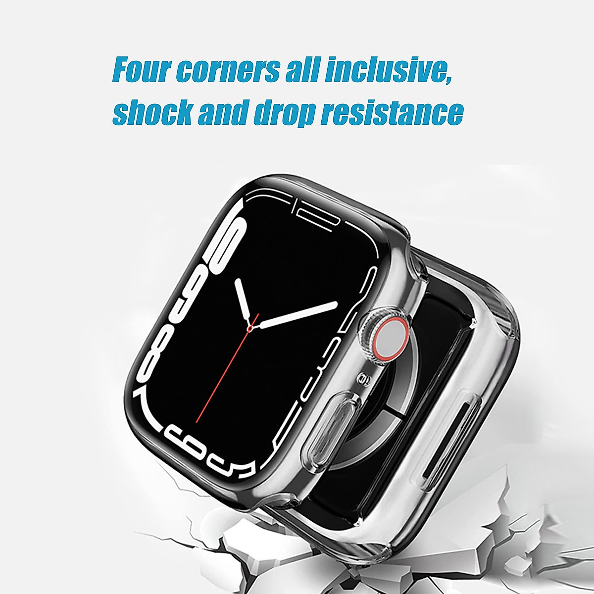 Ailun for Apple Watch Series 9 & 8 & 7 Screen Protector Case [41mm], Ultra-Thin Hard PC Case Built in Tempered Glass for iWatch, Shockproof Cover with Button [2 Pack][Black+Clear]