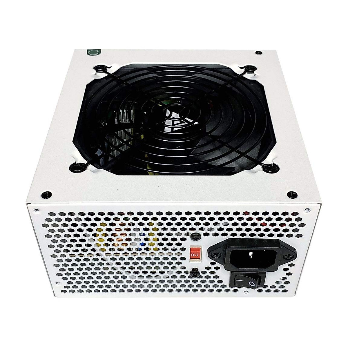 Apevia ATX-ES600-WH Essence 600W ATX Semi-Modular Gaming Power Supply with Auto-Thermally Controlled 120mm Black Fan, 115/230V Switch, All Protections, White Casing