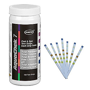 AquaChek 600 551236 7 in 1 Silver Swimming Pool/Spa Chlorine/pH Test Strips