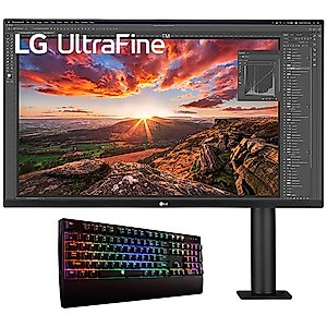 LG 32UN880-B 32 inch Ultrafine Display Ergo Stand UHD 4K HDR10 Monitor Bundle with Deco Gear Mechanical Gaming Keyboard RGB Back Lighting Anti-Ghosting Black