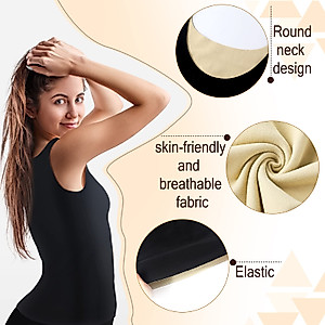 Bonuci 2 Pcs Women Thermal Tank Tops Thermal Fleece Lined Underwear Tops Warm Thermal Shirts Thermal Vest Sleeveless Camisole (Black,XL)