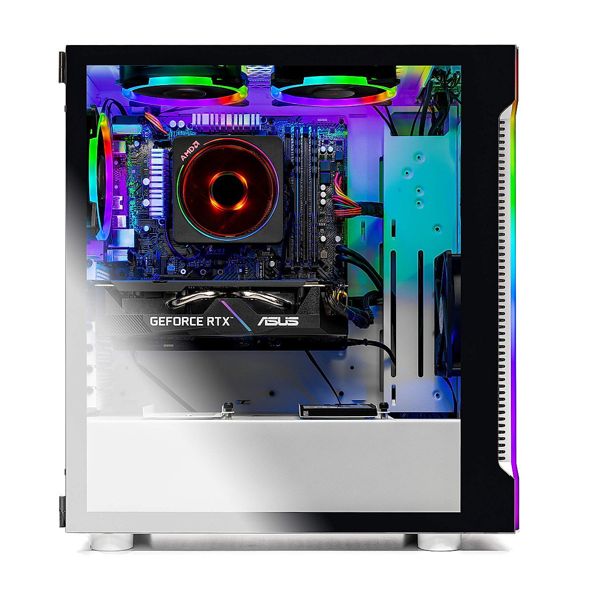 SkyTech Archangel 3.0 Gaming Computer PC Desktop - Ryzen 5 3600 6-Core 3.6GHz, RTX 2060 6G, 1TB SSD, 16GB DDR4 3000, RGB Fans, AC WiFi, Windows 10 Home 64-bit, White