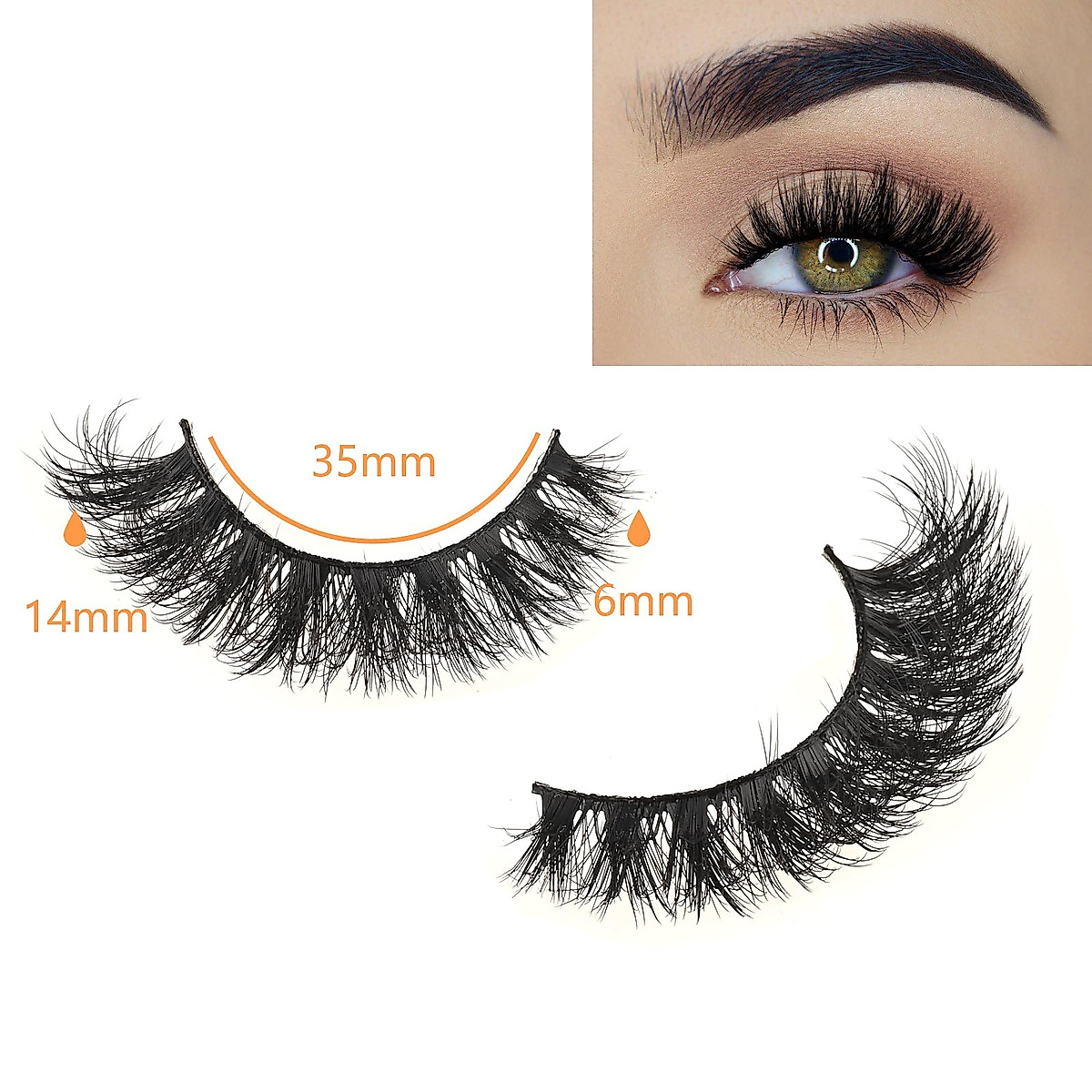QUNETY Cat Eye Lashes Fluffy Mink Lashes Wispy 8D Natural False Eyelash Fake Eyelashes Short Strip Lashes 10 Pairs Pack (A-14mm Cat Eye)