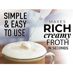 Milk Boss Milk Frother for Coffee Complete Set Coffee Gift With Upgraded Ultra Stand - Handheld Foam Maker - Whisk Drink Mixer for Coffee, Mini Hand Blender - Frother, Stencils & Frothing Pitcher