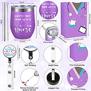 Nurse Gifts Women Nurse Appreciation Gift Graduation for Nurse Gift Practitioner Nurse Christmas Gifts, Badge, Cosmetic Bag, Tumbler, Scroll Holder, Socks, Bag Cup (Purple, Stylish Style)