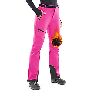 Heathyoga Women’s Snow Pants Waterproof Ski Pants for Women Snowboard Pants Women’s Hiking Pants Fleece Cargo Pants Pink