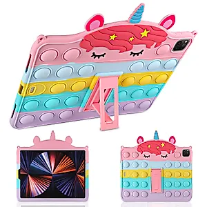 WESADN Silicone Fidget Bubble Case with Kickstand for iPad Pro 12.9 inch 2022 2021 2020 2018