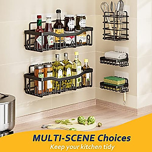 FAFOOU Shower Caddy, Bathroom Shower Organizer [5-Pack], Self Adhesive Shower Shelves, Shower Shelf for Inside Shower Rack, Stainless Steel Bathroom Storage, Wall Mounted Shower Accessories Black