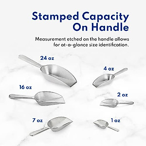New Star Foodservice 34660 One-Piece Cast Aluminum Flat Bottom Bar Ice Flour Utility Scoop, 4-Ounce, SIlver