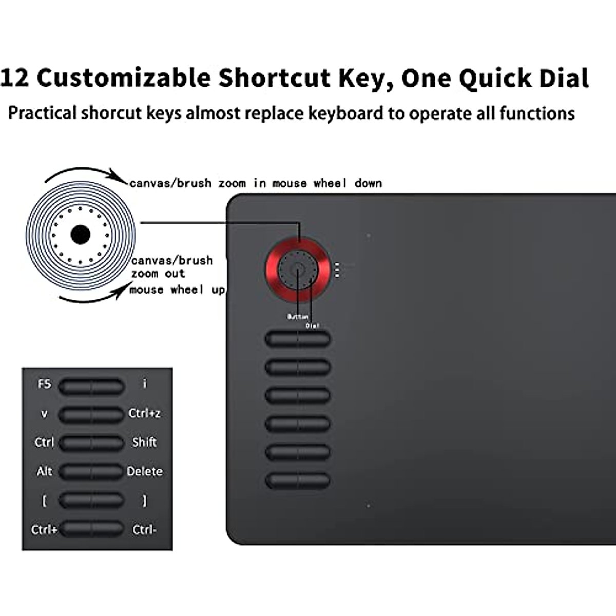 VEIKK A15Pro Graphics Drawing Tablet 10 x 6 Inch Digital Pen Tablet with 12 Shortcut Keys -1 Quick Dial and Battery-Free Passive Stylus,Supports Tilt Function,for Mac/Chrome/Windows/Linux/Android OS