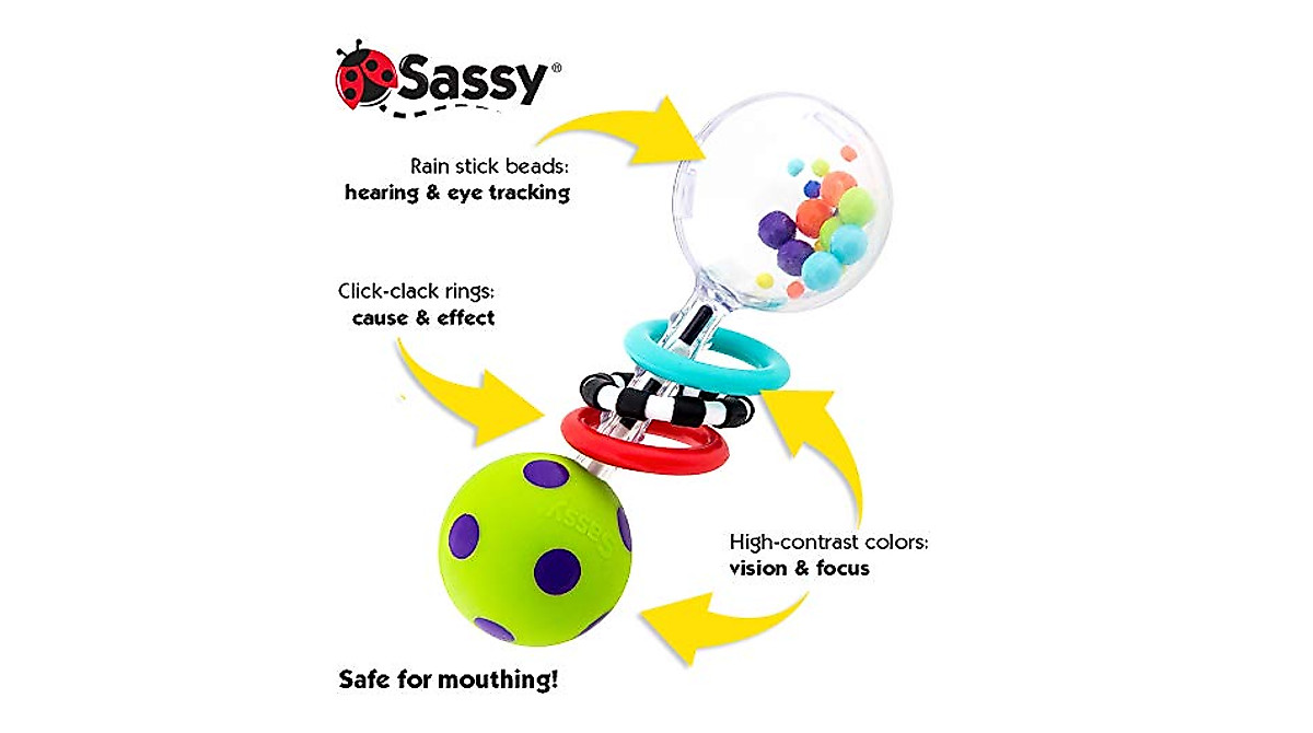 Sassy Spin Shine Rattle Baby Toy for Sensory Development