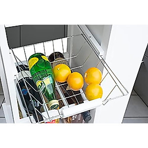 FUQIAOTEC 20" Small Size Rolling Mobile Kitchen Island, Kitchen Cart with Drawer and Storage Cabinet, Coffee Cart on Wheels, 3 Storage Wine Racks on The Side (White)