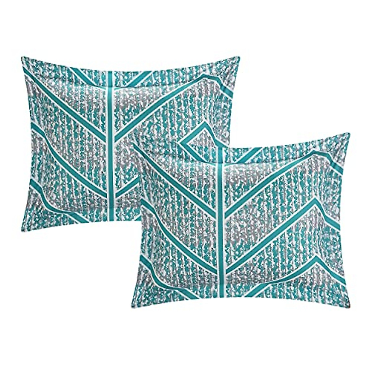 Chic Home Laredo Chevron and Geometric Printed Reversible Comforter Sheet Set, Full, Aqua