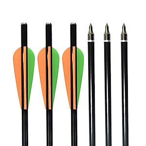 SHENG-RUI ARCHERY Crossbow Bolts Fiberglass Arrows with Flat Nock Replaced Arrowheads for Outdoor Hunting 14 inch (Pack of 12)
