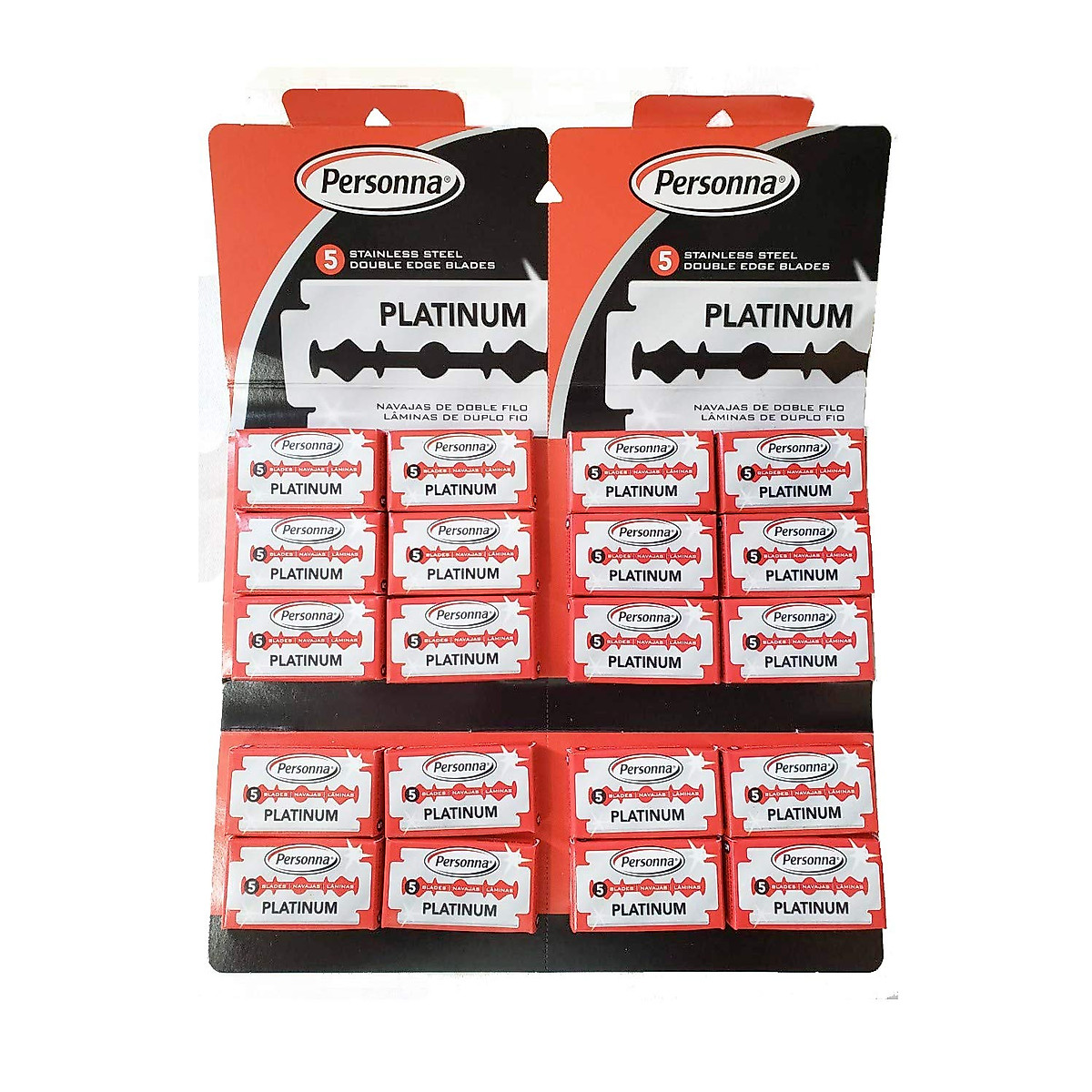 Personna Platinum Red Chrome Double Edge Stainless Steel 100 Blades 20BX