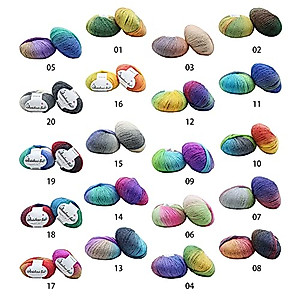 Wool Yarn for Knitting & Crocheting 2 Skeins Gradient Rainbow Color Wool Yarn Soft Lightweight Crochet Yarn for Crocheting Projects Handcrafts - 50g/Ball