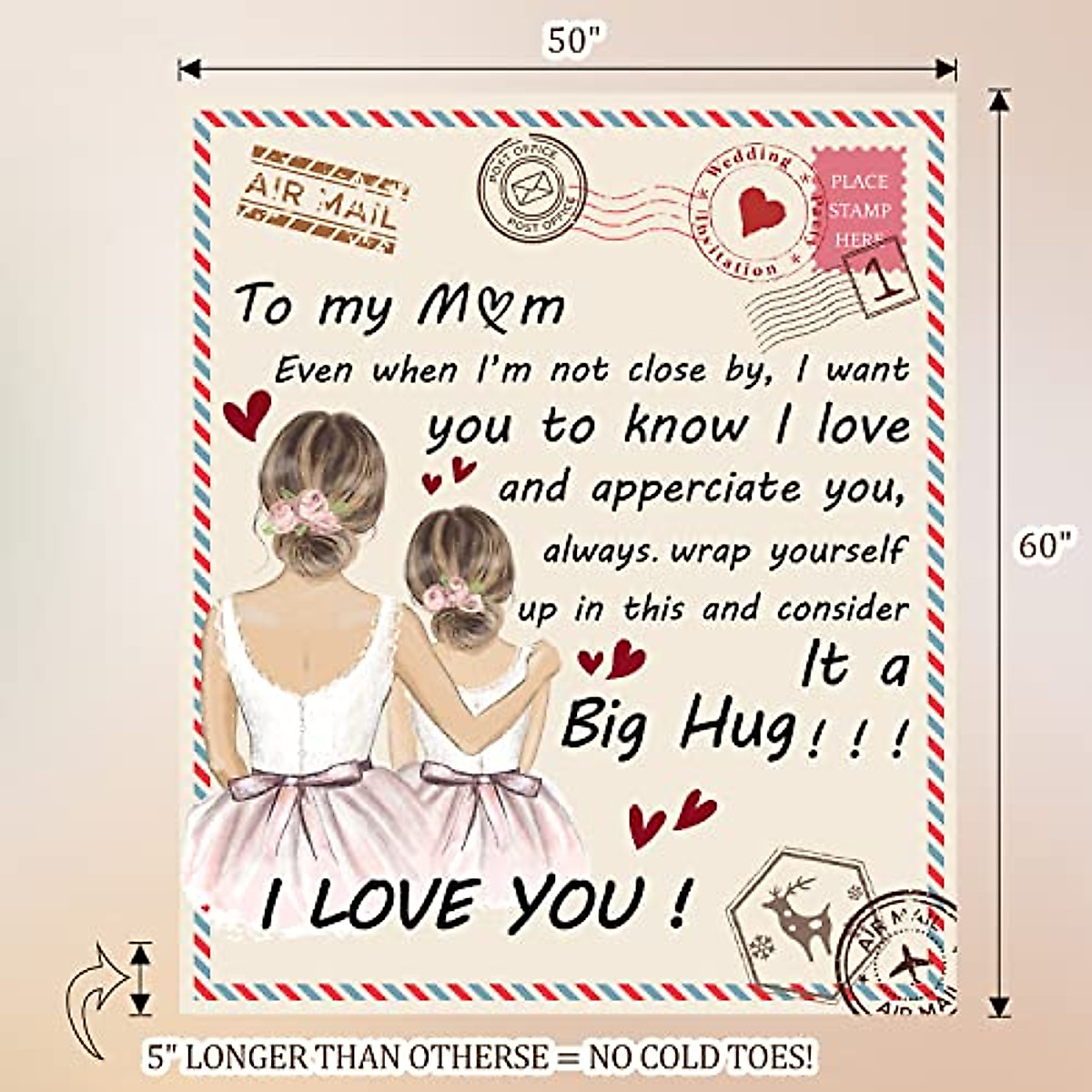 Mothters Day Gifts - Gifts for Mom Blanket, Mom Gifts Soft Throw Blanket Gifts for Mom from Daughter, Birthday Gifts for Mom Fleece Blanket, 27x152cm from Daughter Blanket