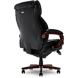 La-Z-Boy Trafford Big and Tall Executive Office Chair with AIR Technology, High Back Ergonomic Lumbar Support, Black Bonded Leather
