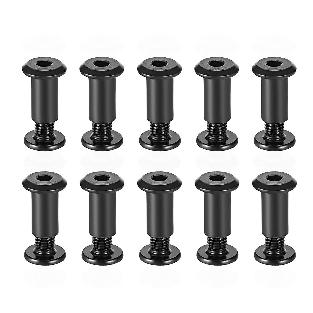 uxcell Screw Post Fit for 5/16"(8mm) Hole Dia, Male M6x10mm Belt Buckle Binding Bolts Leather Fastener Carbon Steel Black 10 Sets