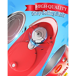 Electric Can Opener, Hand Free Can Opener Easy Open Any Can Sizes with Smooth Edge, Food-Safe Portable Battery Operated Electric Can Openers (Red)