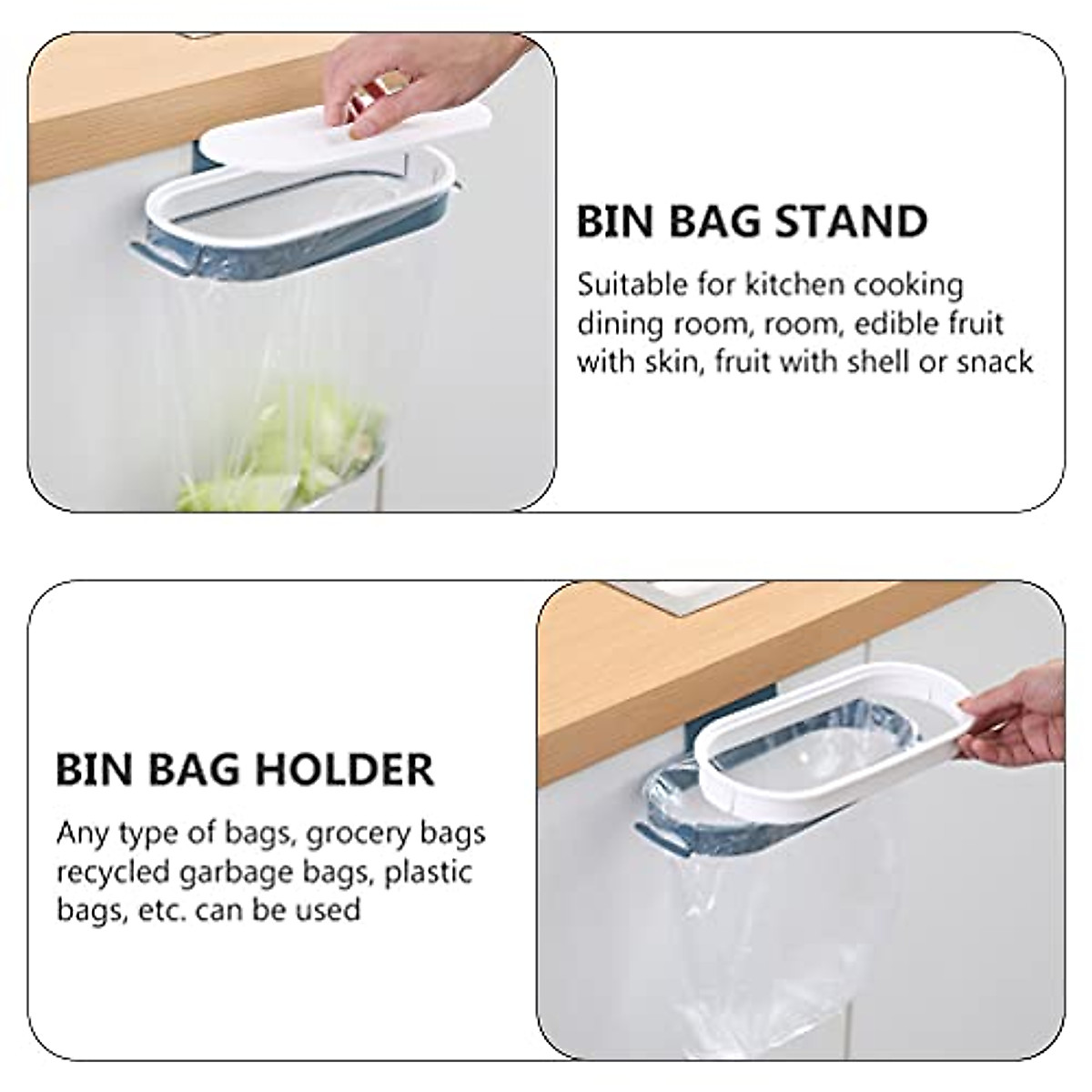 Cabilock Car Trash Bag 2pcs Dark Blue Trash Bag Holders Hanging Garbage Bag Holders Kitchen Trash Bin Racks Hanging Cabinet Door Small Trash Can with Lid for Kitchen Bedroom Dining Room Car Mount