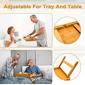 Bellsal Small Bed Tray Table with Folding Legs for Eating Serving Tray with Handles Food Tray Tables Comes with Phone Holder Portable Snack Platter for Bedroom Hospital Picnic