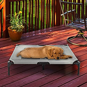 PETMAKER Elevated Dog Bed – 36x29.75 Portable Bed for Pets with Non-Slip Feet – Indoor/Outdoor Dog Cot or Puppy Bed for Pets up to 80lbs Large (Gray)
