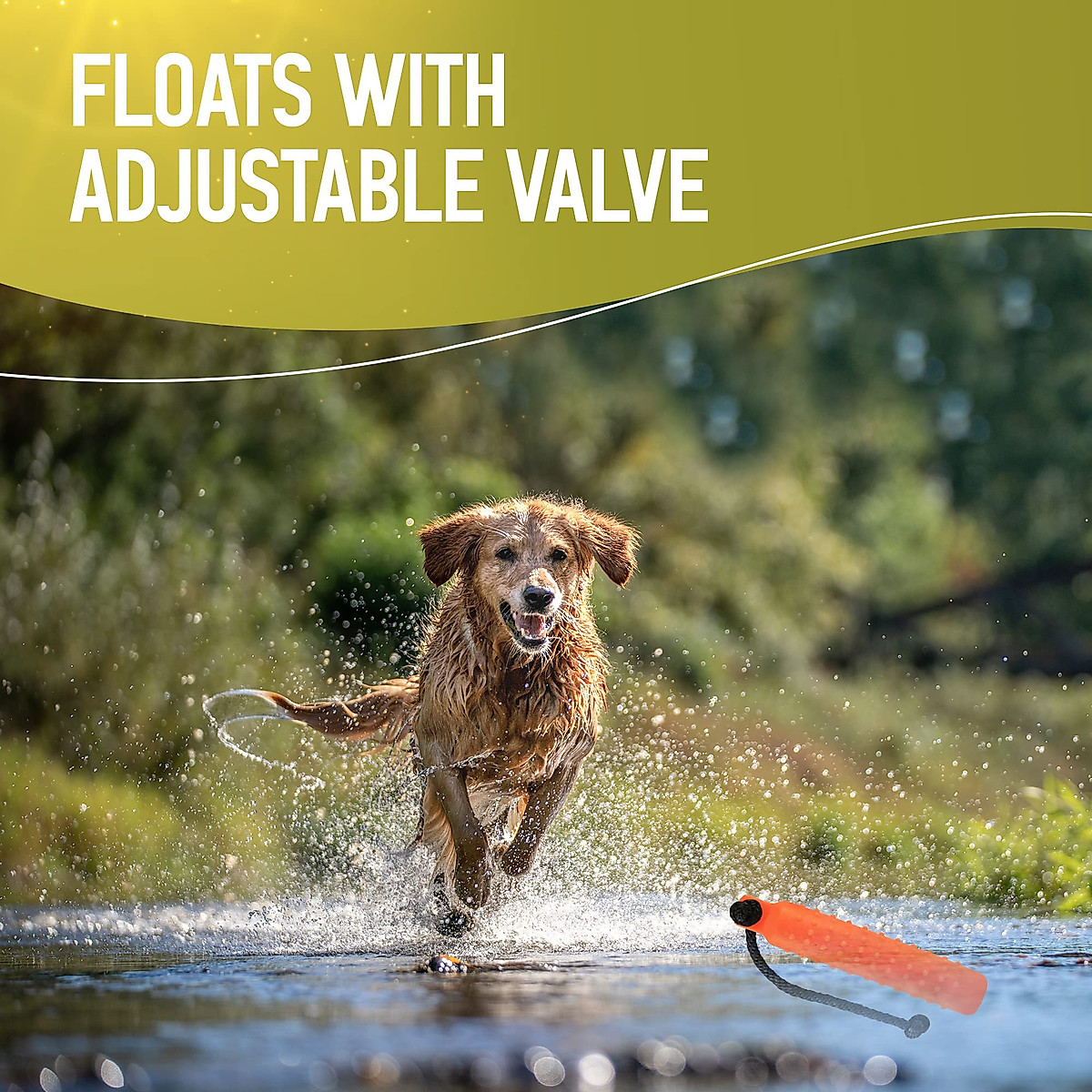 HuntEmUp Standard Size Plastic Dog Training Bumper with Throw Rope Dog Retrieving Dummy Duck Dog Hunting Training Tool Highly Visible Dog Float Toy – Orange