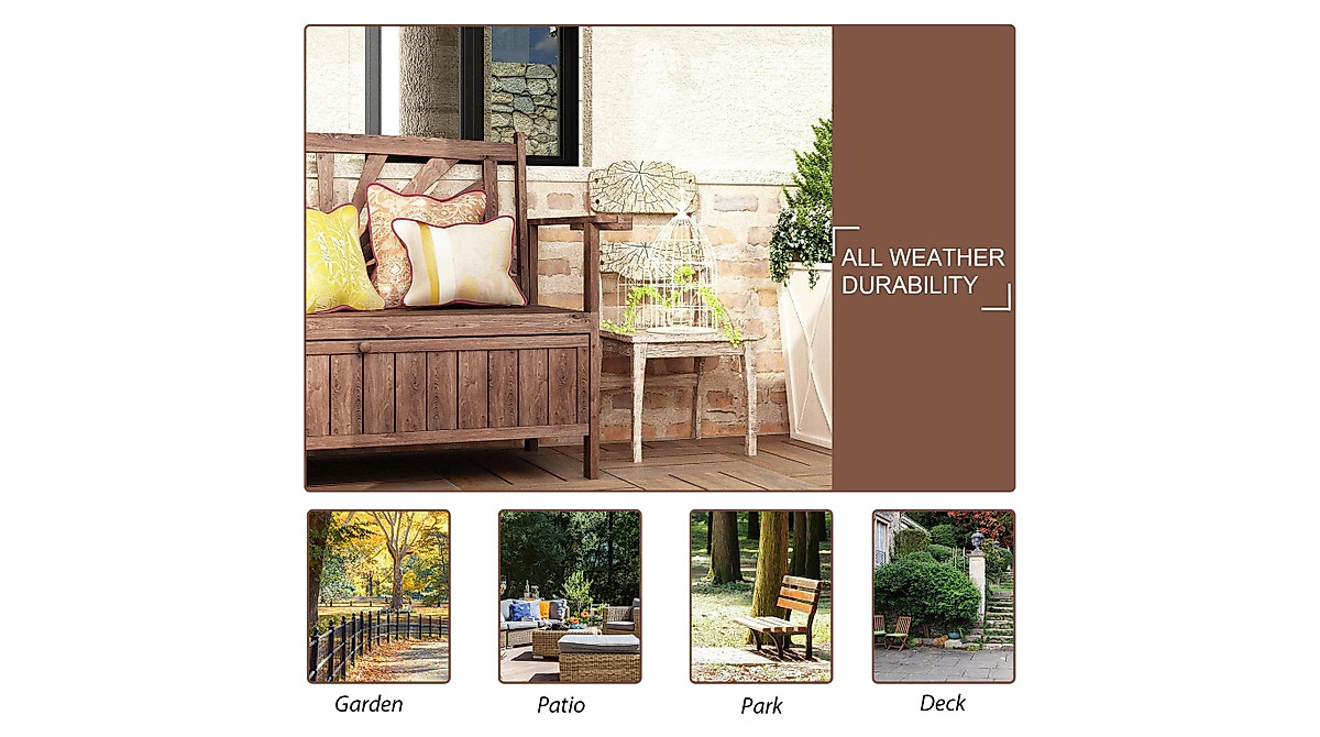 Timechee Outdoor Storage Bench - 47.2" Patio Wooden Loveseat