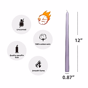 Zest Candle Piece, 12-Inch, Lavender Taper Candles, 12", 12 Count