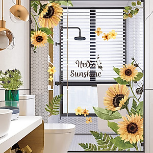 Sunflower Butterfly Wall Stickers Hello Sunshine Decals Garden Flower Wall Stickers Bedroom Living Room TV Wall Art Decor Home Decoration
