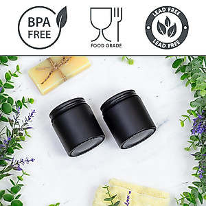 Cornucopia 4oz Black Coated Glass Jars (12-Pack); Cosmetic Jars with Black Metal Lids and Black Matte Exterior, 4-Ounce