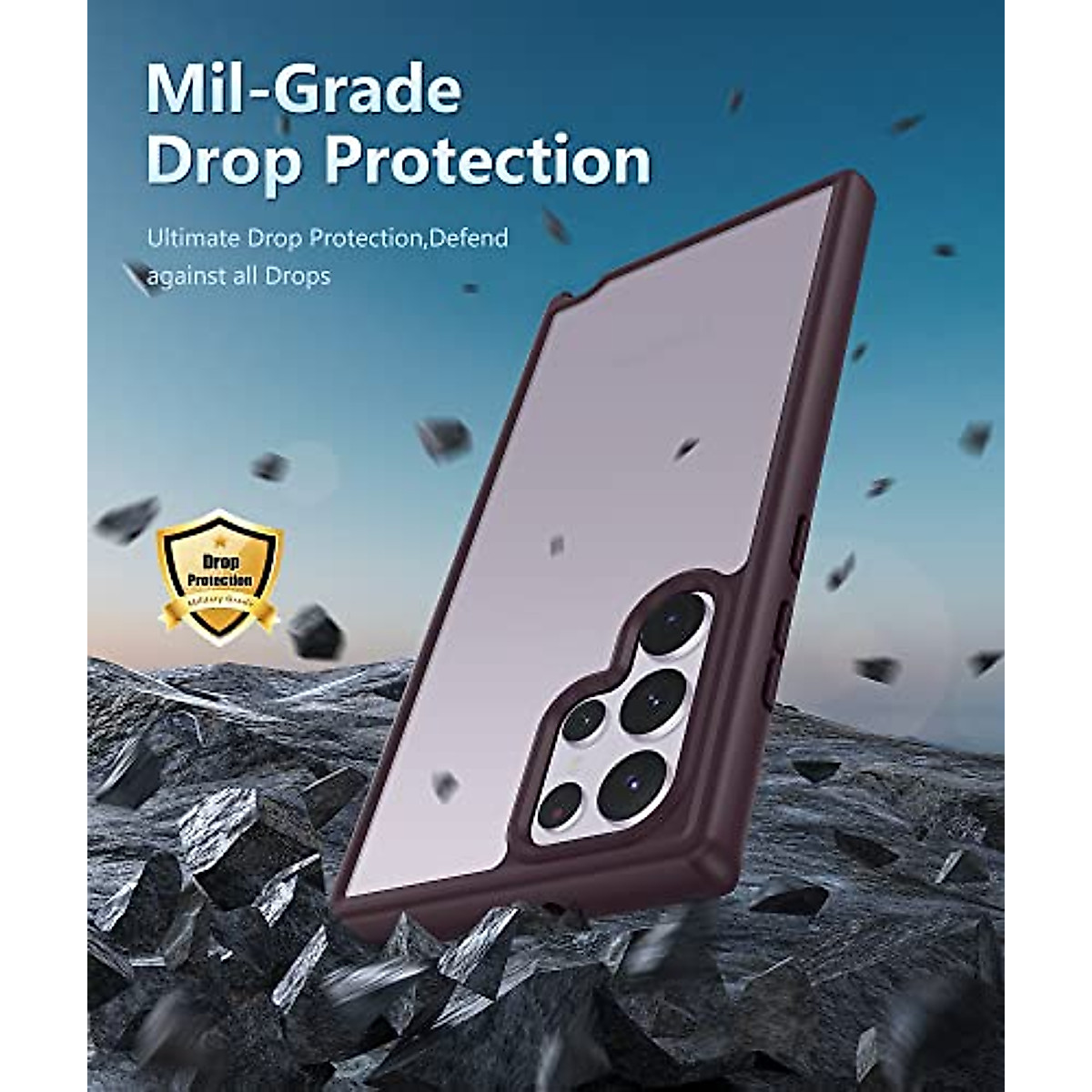 FNTCASE for Samsung Galaxy S22-Ultra Case: Full Drop Proof Protection Translucent Cases | Matte Textured Shockproof Protective Bumper | Rugged Hard Cell Phone Cover for Galaxy S22Ultra 5G